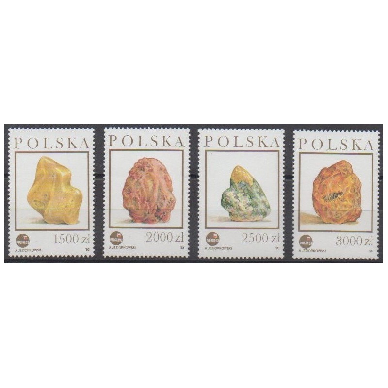 Pologne - 1993 - No 3227/3230 - Minéraux - Pierres précieuses